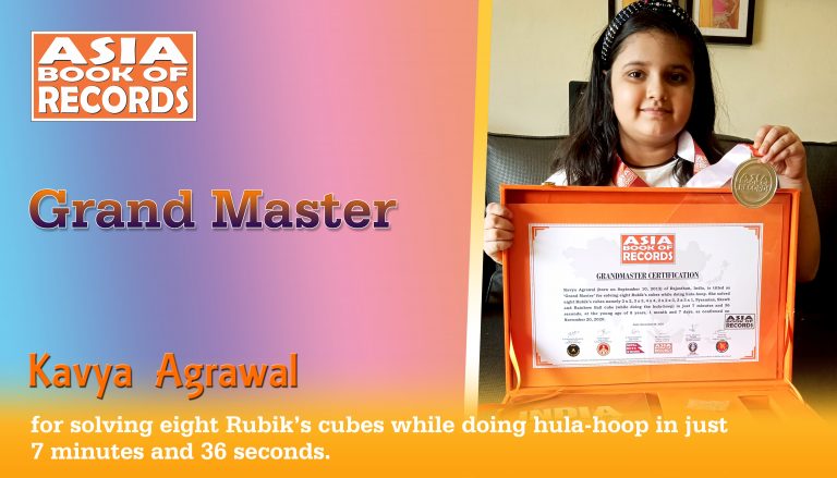 GRAND MASTER – KAVYA AGRAWAL - Asia Book of Records
