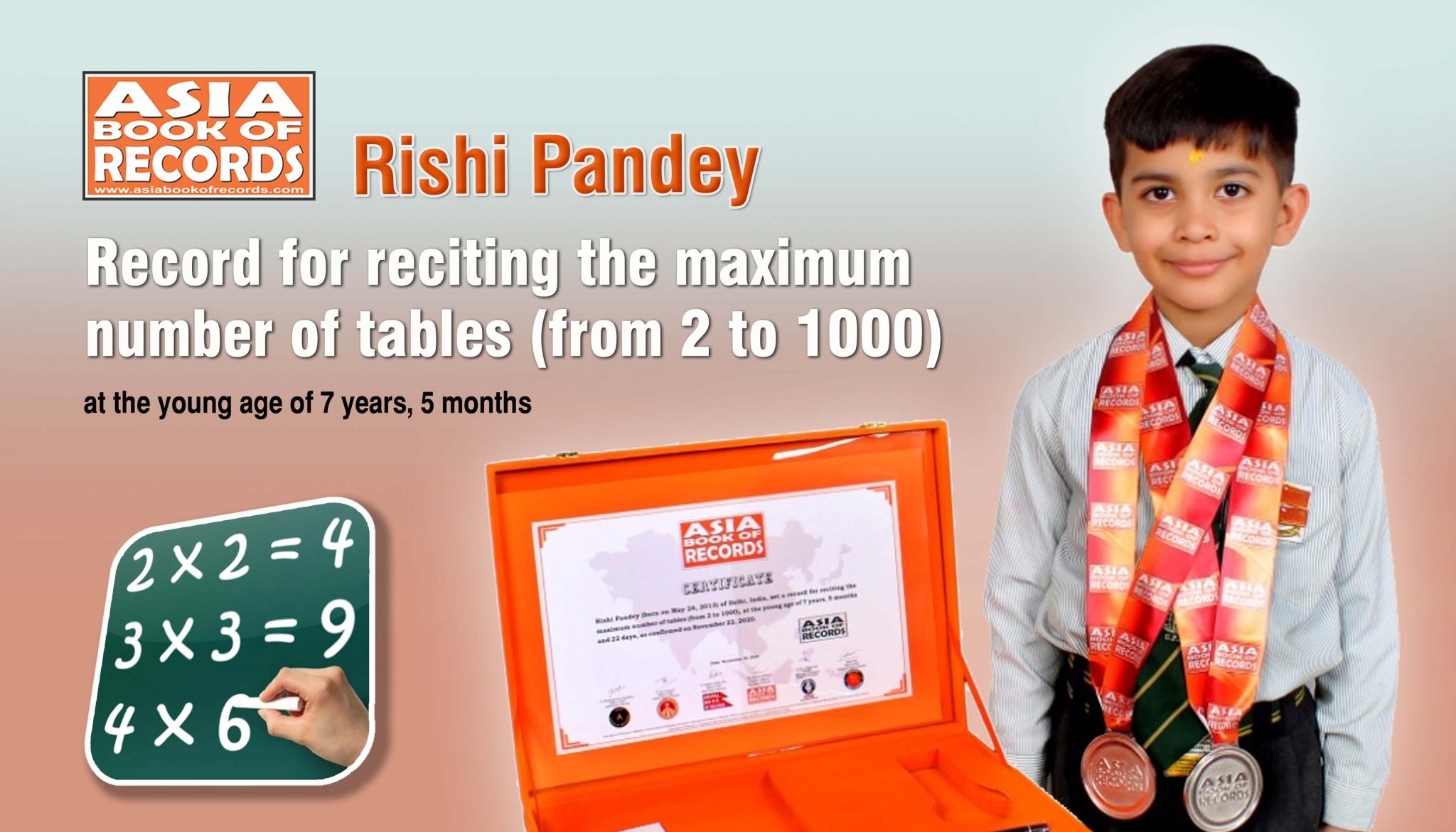 YOUNGEST TO RECITE TABLES FROM 2 TO 1000 - Asia Book of Records