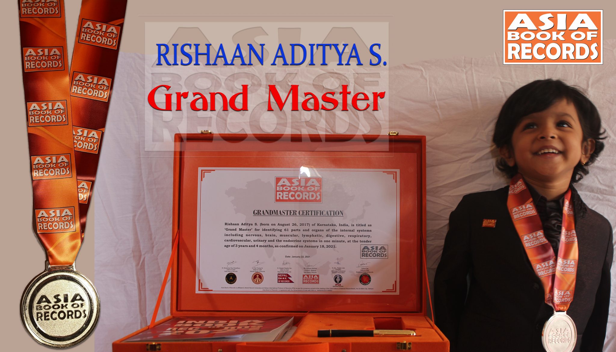 GRAND MASTER – RISHAAN ADITYA S. - Asia Book of Records
