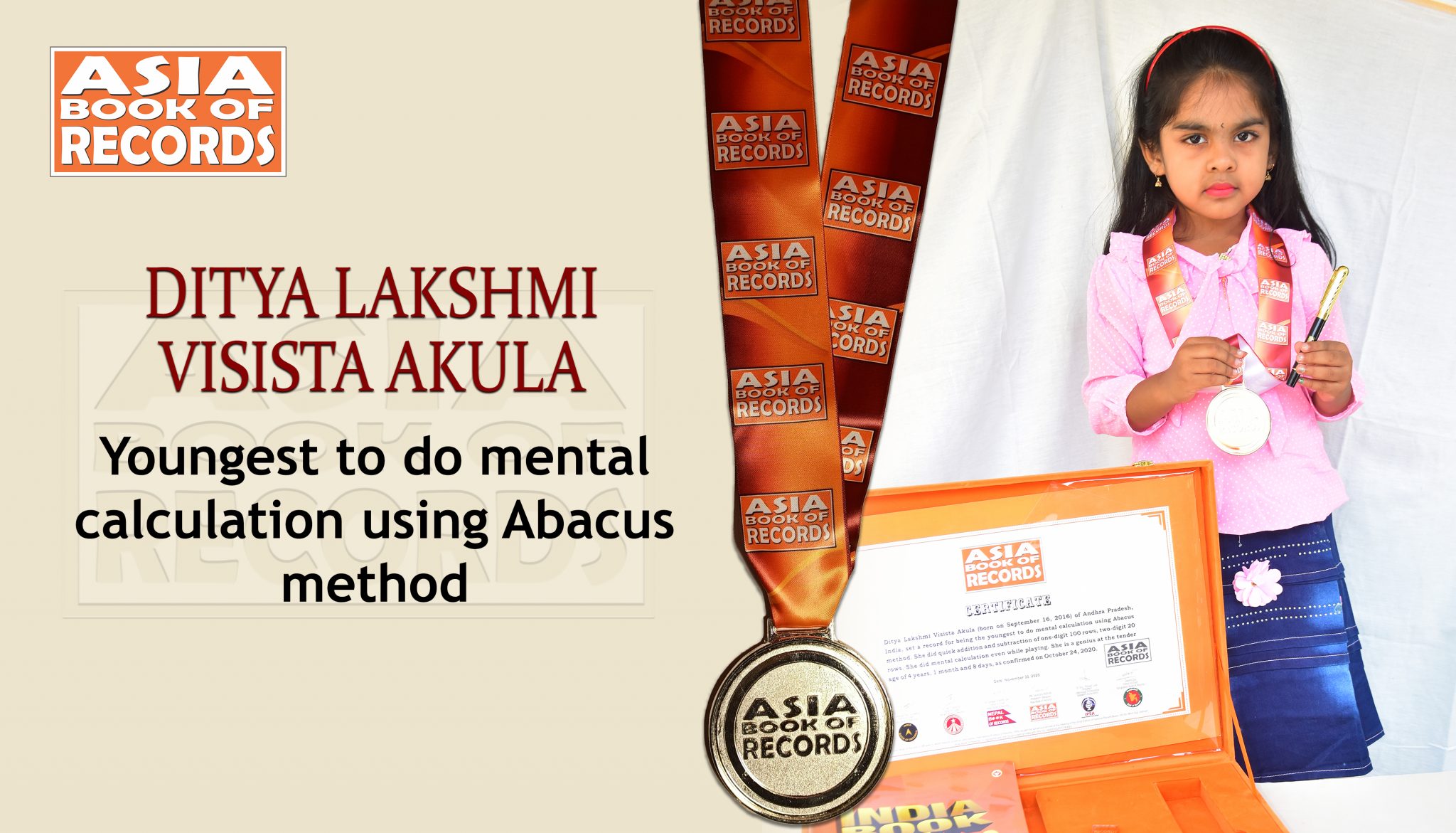 YOUNGEST TO DO MENTAL CALCULATION USING ABACUS METHOD - Asia Book of ...