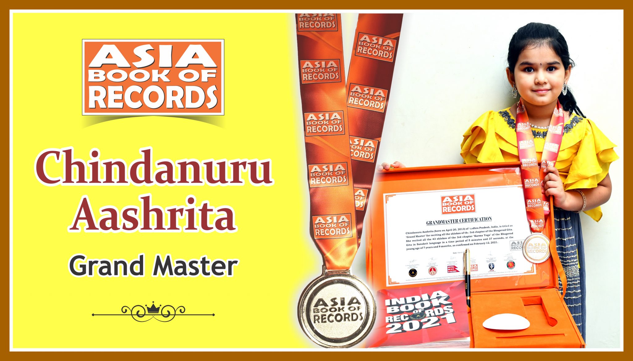 Grand Master – Chindanuru Aashrita - Asia Book of Records
