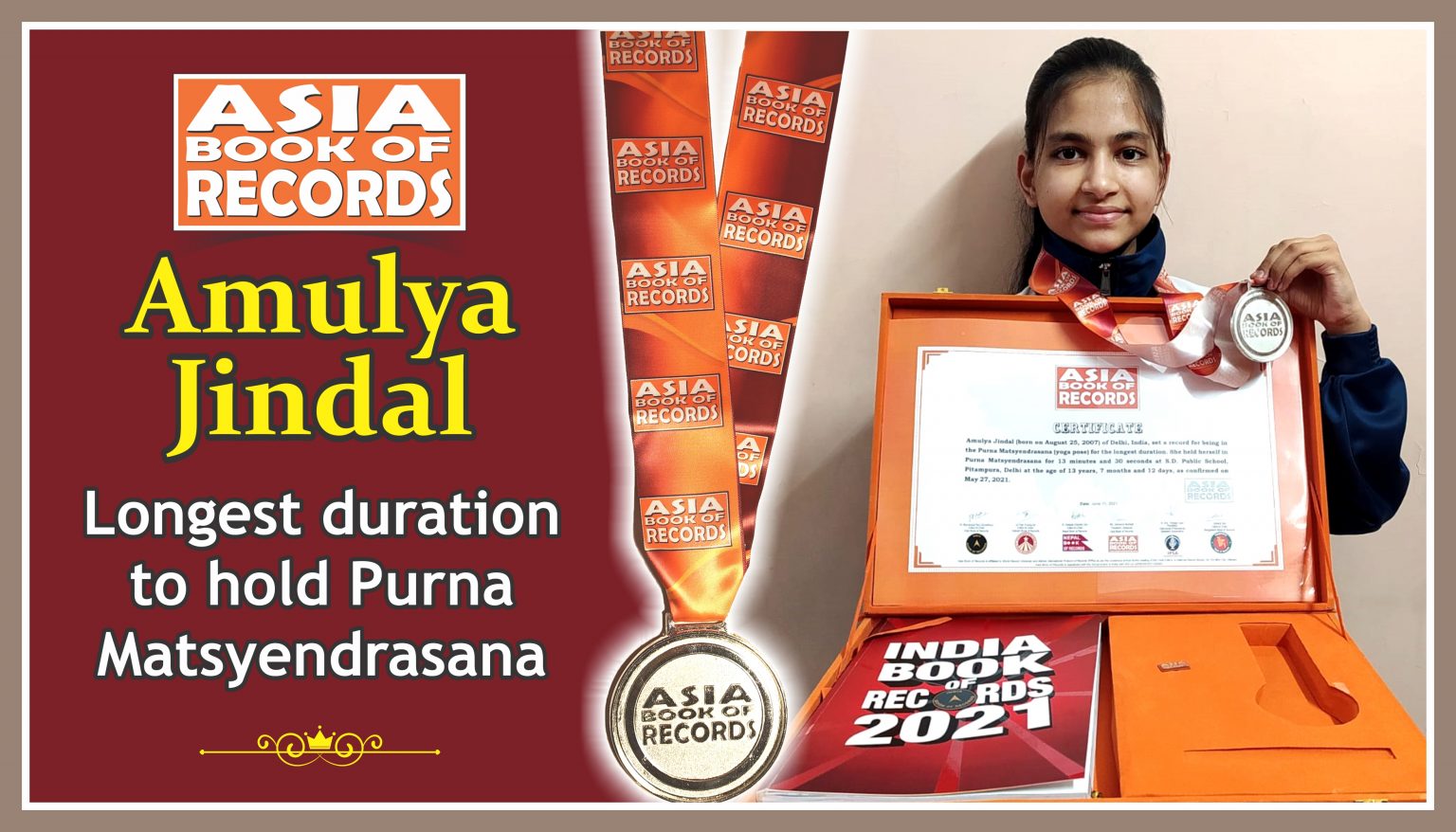 Longest duration to hold Purna Matsyendrasana – Asia Book of Records