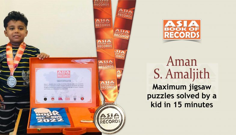 Maximum jigsaw puzzles solved by a kid in 15 minutes - Asia Book of Records