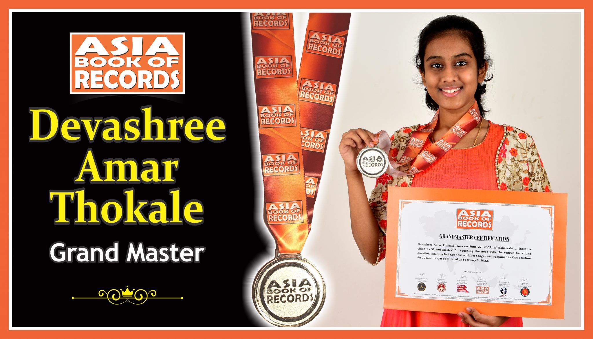 Grand Master – Devashree Amar Thokale - Asia Book of Records