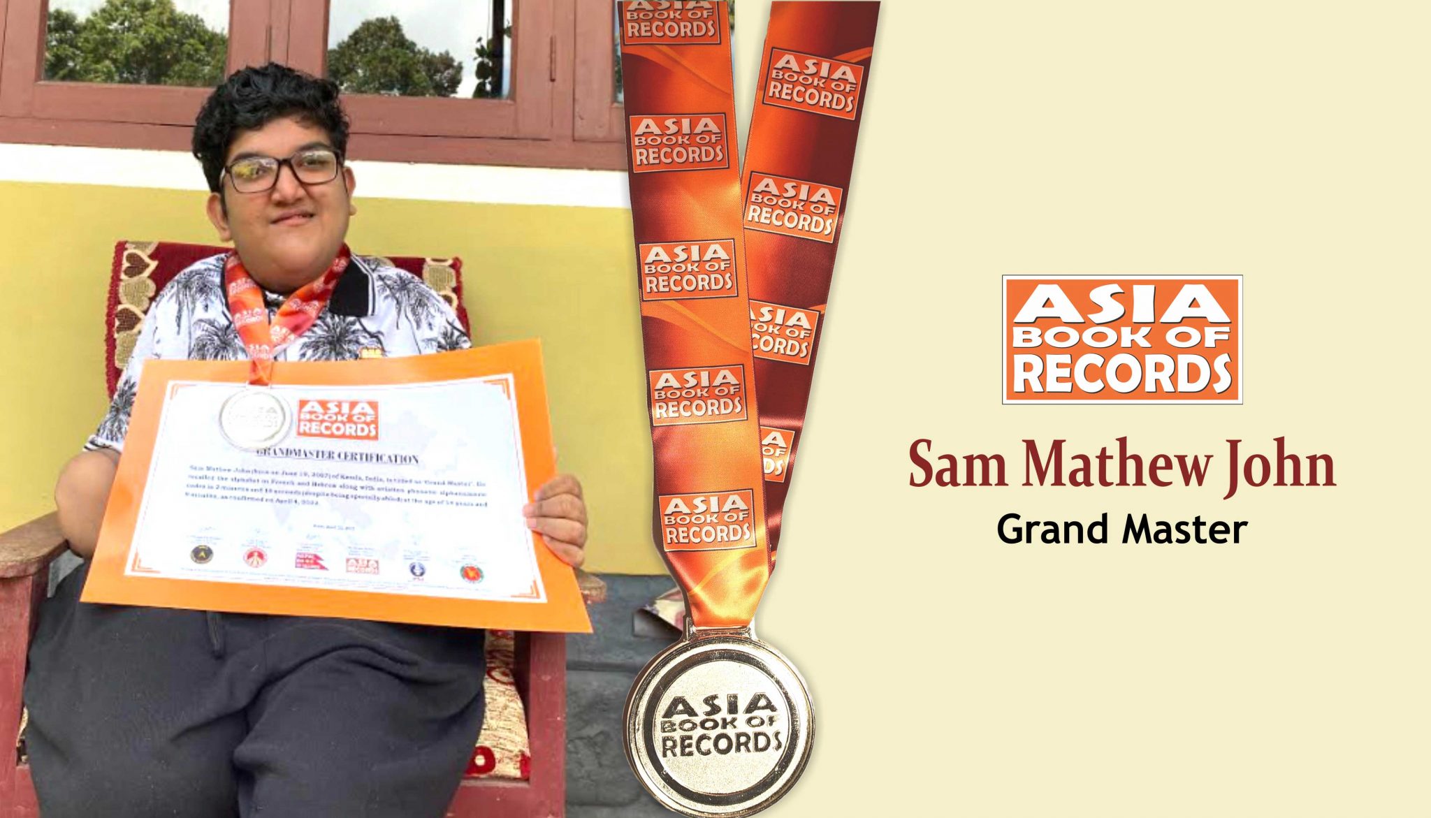 Grand Master – Sam Mathew John - Asia Book of Records