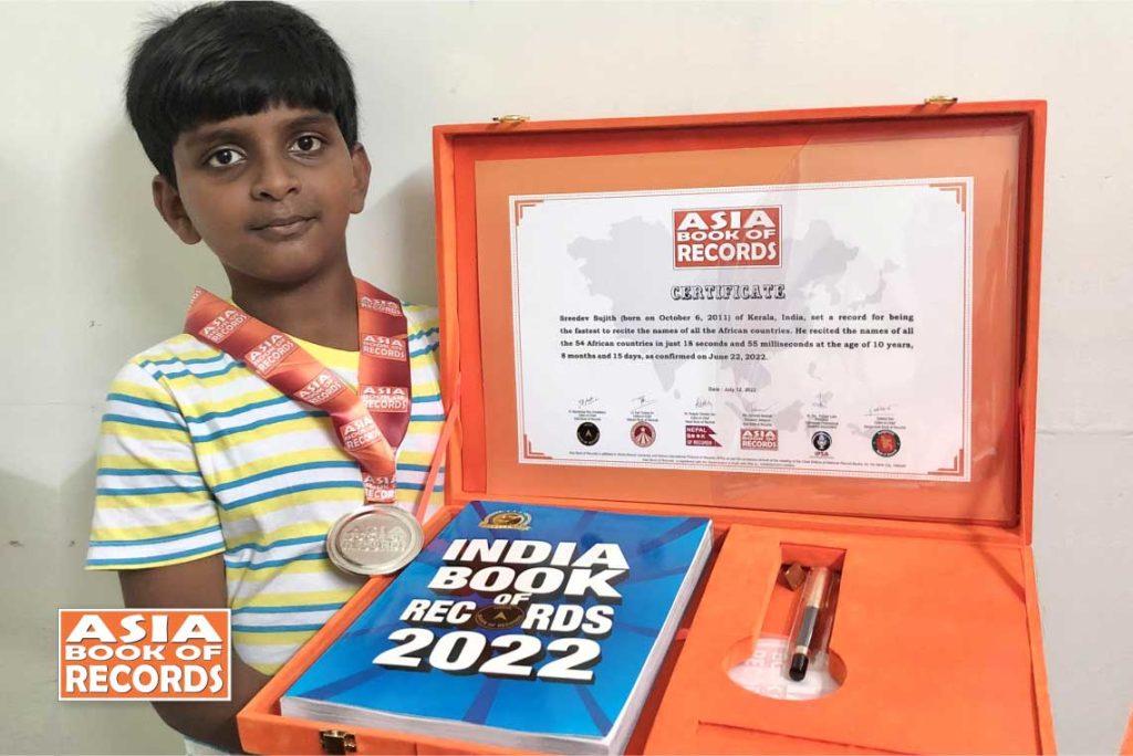 Fastest child to recite all African countries - Asia Book of Records