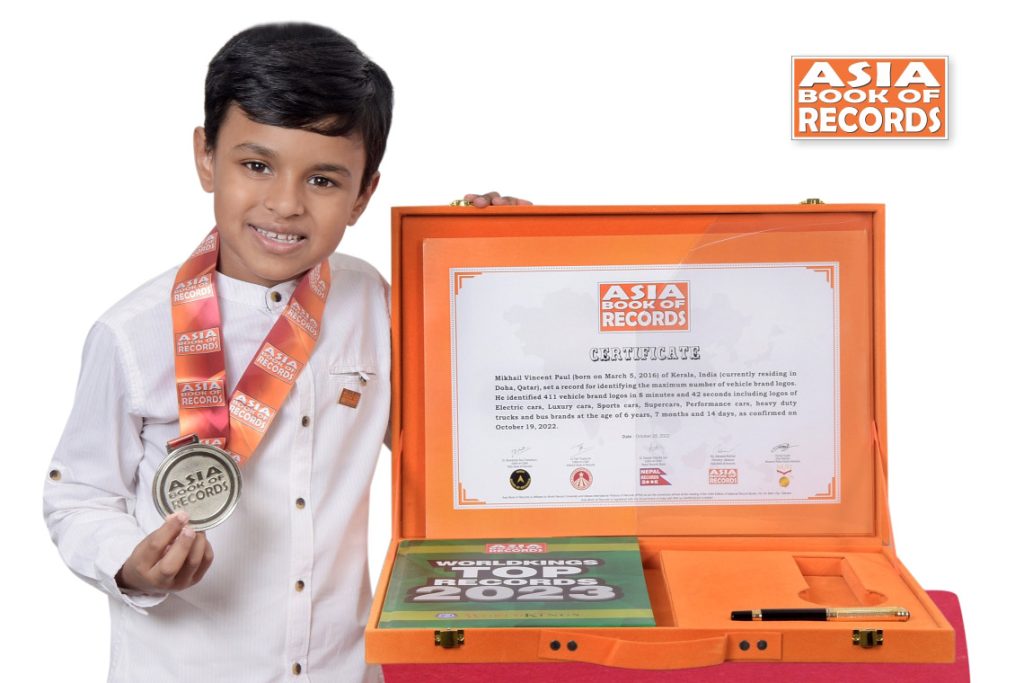 Maximum vehicle brand logos identified by a kid - Asia Book of Records