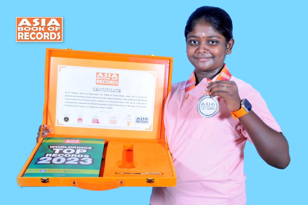 Silambam stick rotation performed by a teen for the longest duration