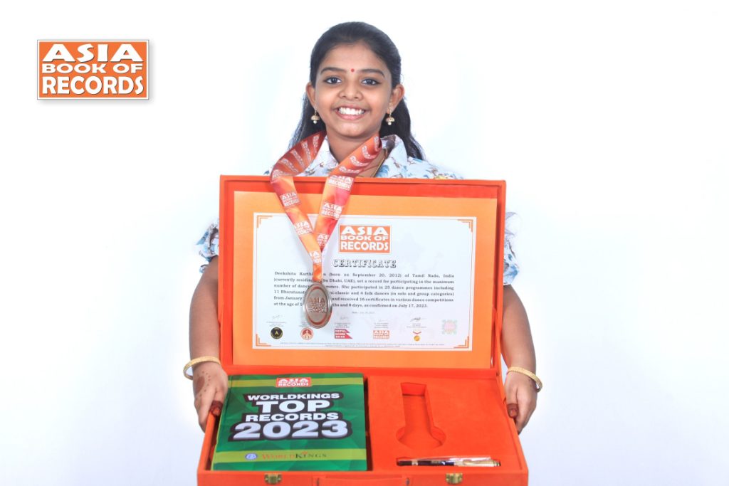 Participation in maximum dance programmes by a child - Asia Book of Records