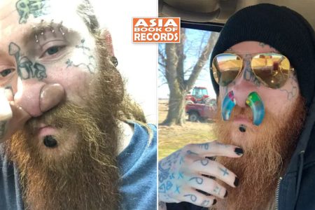 Biggest nasal septum flesh tunnel - Asia Book of Records